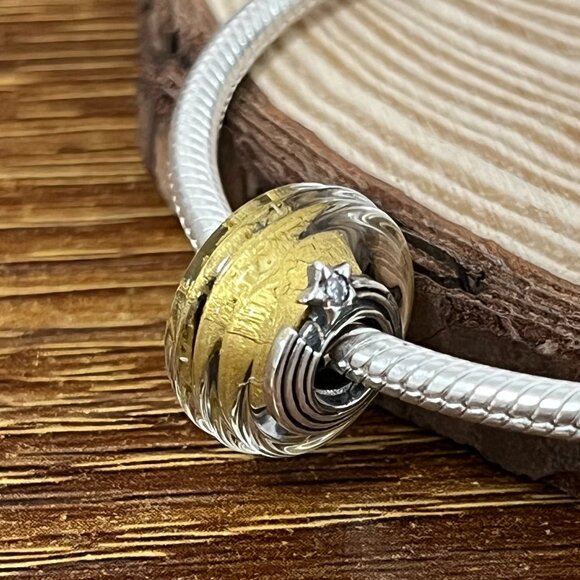 Pandora | Jewelry | Pandora Shooting Star Grooved Murano Glass Charm ...